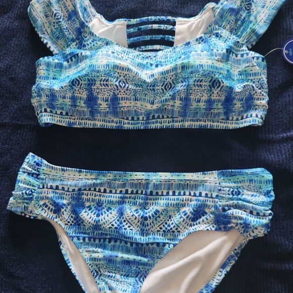 Swimsuits For All | Swim | Swimsuits For All Blue Patterned Bikini ...